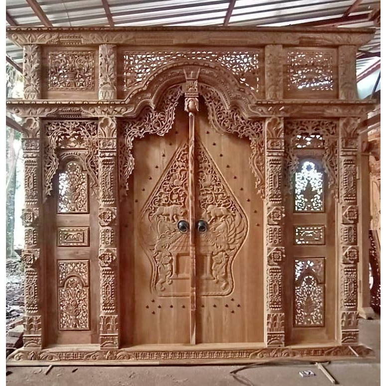 Jual Pintu Gebyok Ukiran Jepara Motif Kelir Wayang Bahan Asli Kayu Jati ...