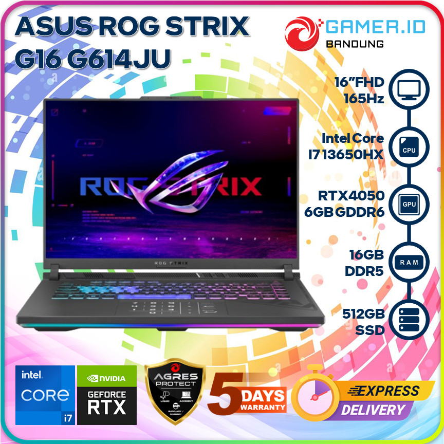 Jual ASUS ROG STRIX G16 G614JU I7 13650HX RTX4050 16GB 512GB 16" FHD ...