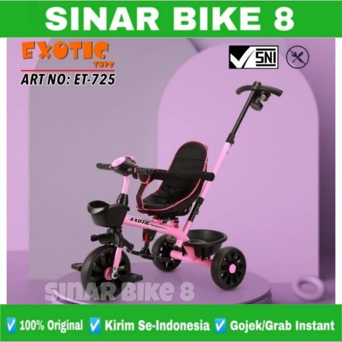 Jual Sepeda Roda 3 Anak Tricycle EXOTIC ET-725 || ET 725 Dua Arah Kursi ...