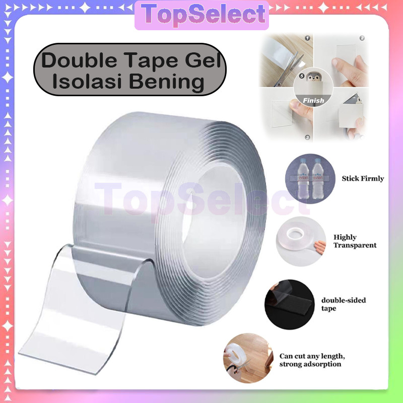 Jual Nano Selotip Bening 2 Sisi Serbaguna 1M, 3M, & 5M/double tape nano ...