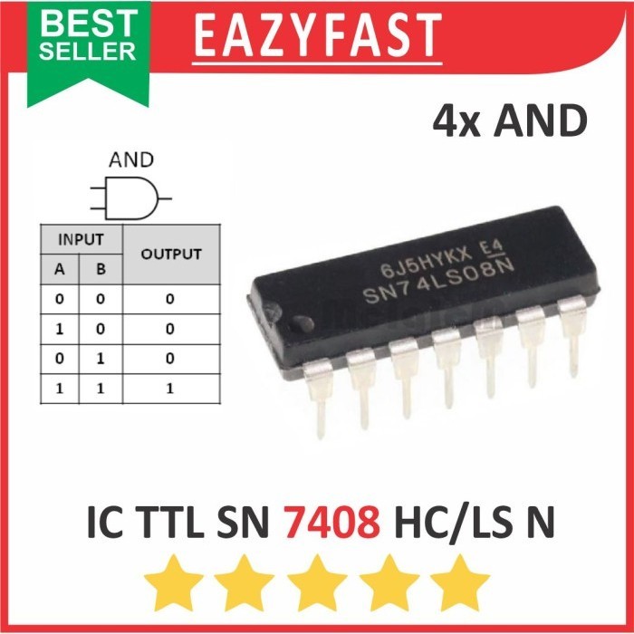 Jual IC TTL SN 7408 N HC LS DIP Gerbang Logika AND Logic Gate SN74HC08 SN74LS08 SN74HC08N ...
