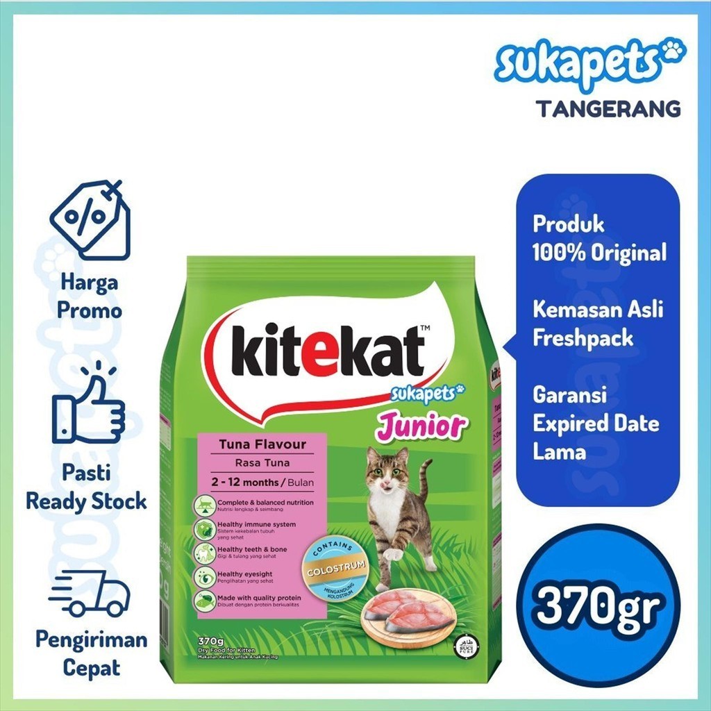 Jual Kitekat Junior Kitten Dry Food Tuna Makanan Kucing Kering 370gr ...