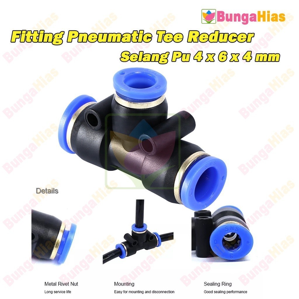 Jual Fitting Pneumatic TEE 4 x 6 x 4 mm Slip Lock Reducer Konektor 6mm 10mm Selang Angin Air ...
