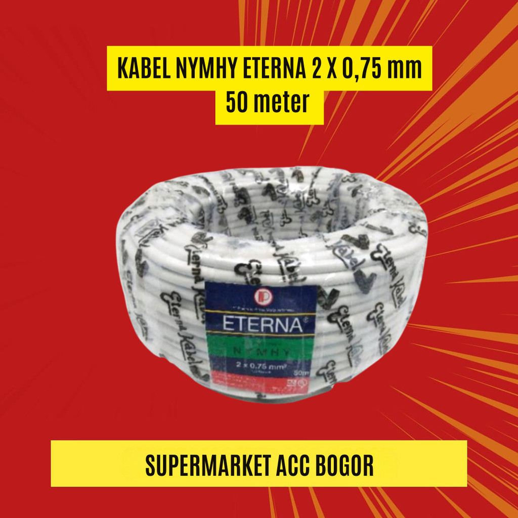 Jual Kabel Eterna NYMHY 2x0.75 50M Kabel Listrik 2x0.75 1 Roll 50 Meter | Shopee Indonesia