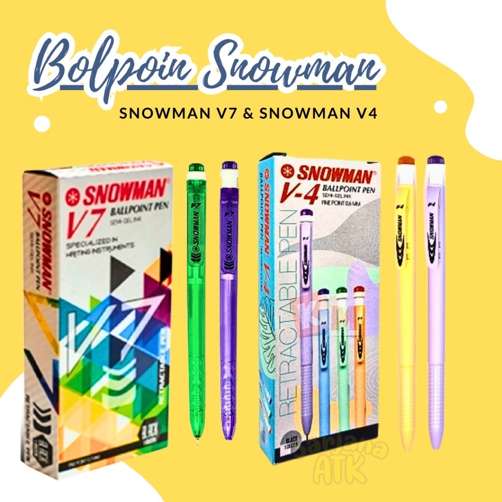 Jual (12Pcs) Bulpen / Pulpen / Ballpoint / Pen Snowman V7 / Pen Snowman V4 | Shopee Indonesia