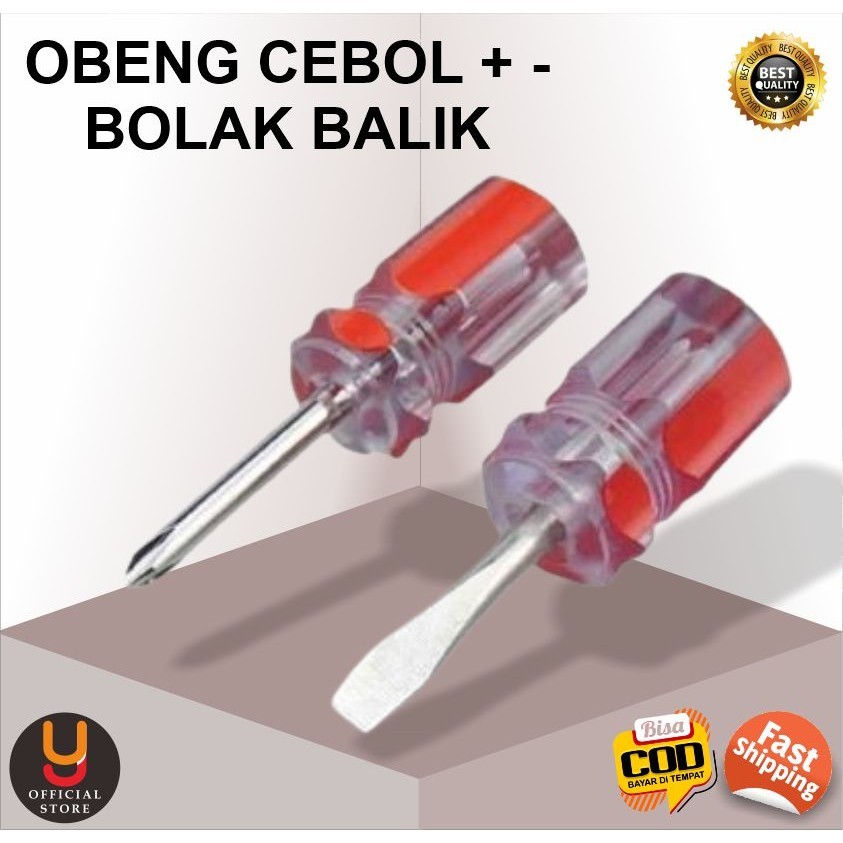 Jual Obeng Plus Minus Baja Pendek Cebol Bolak Balik Mini Plus Minus ...
