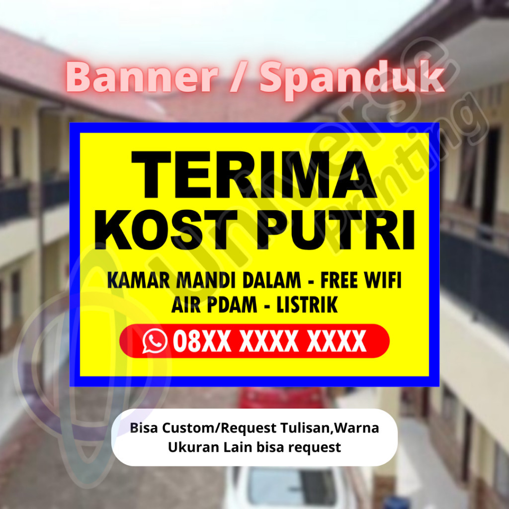 Jual JDM PROJECT - Print Banner Terima Kos Putri / Cetak MMT Spanduk ...