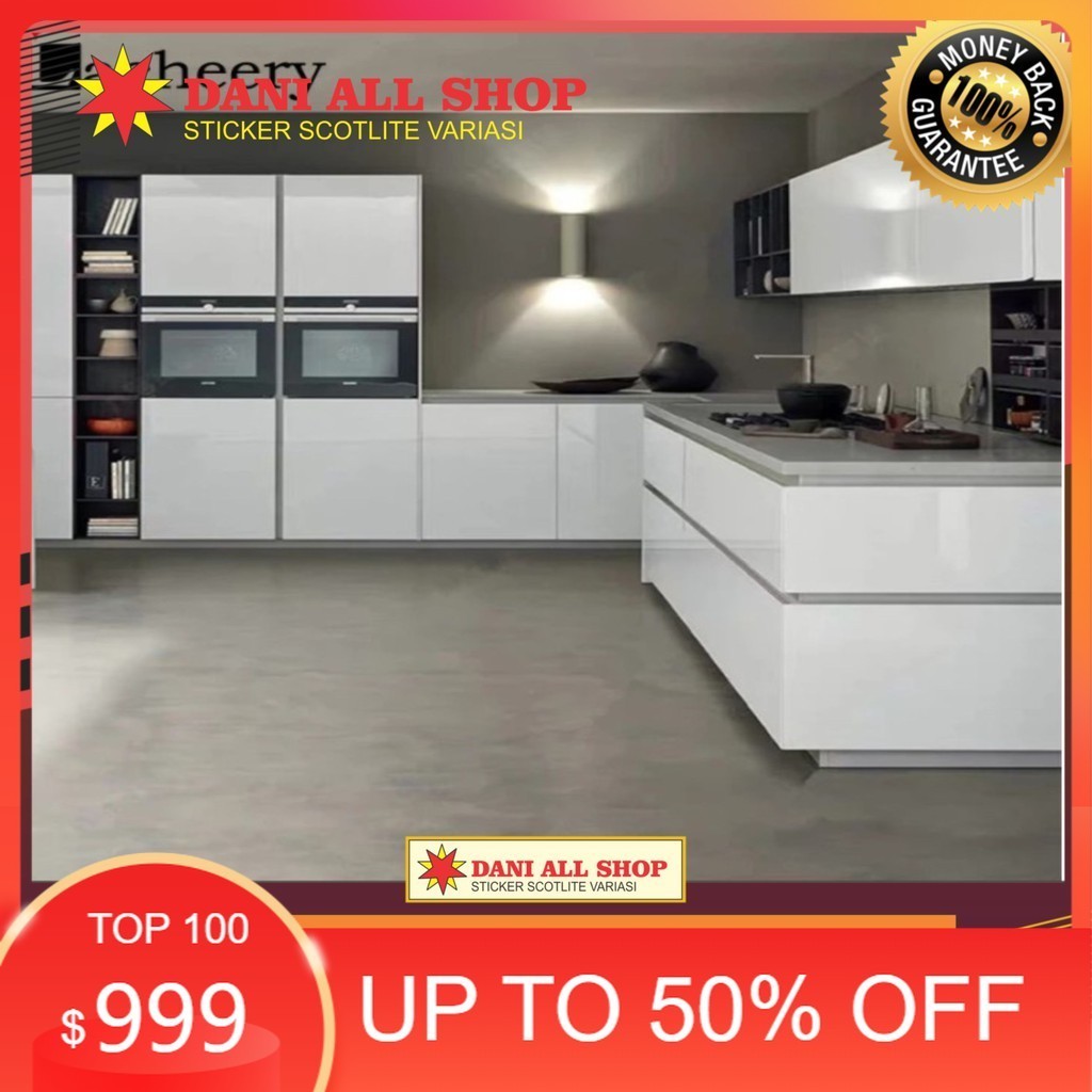 Jual Sticker kitchen set putih glossy / stiker meja lemari DAPUR ...