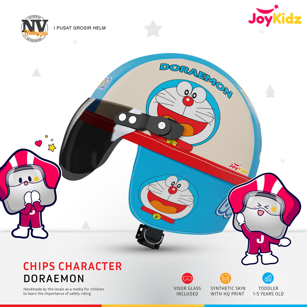 Jual Helm Anak Imut Chips Retro Karakter Doraemon [1 - 4 Tahun] Cream ...