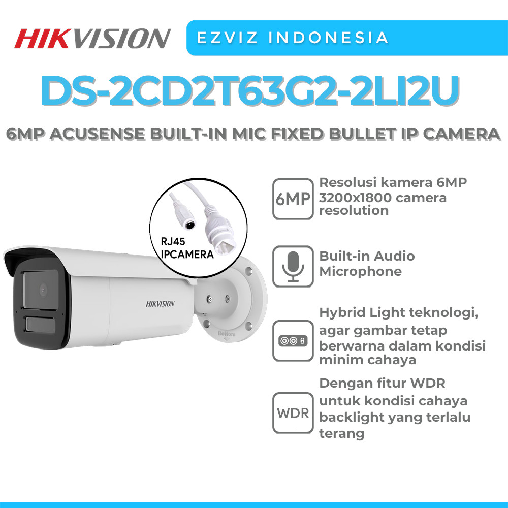 Jual HIKVISION DS-2CD2T63G2-2LI2U 6MP ACUSENSE SMART HYBRID LIGHT BUILT-IN MIC MICROSD UPTO ...