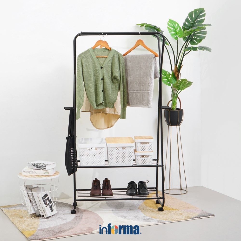 Jual Informa Julio Rak Pakaian Dengan 2 Gantungan - Hitam Stand Hanger ...