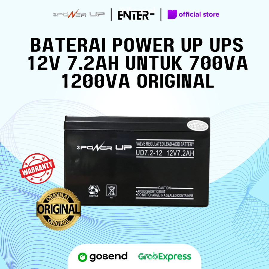 Jual Baterai Power up Ups 12v 7.2ah untuk 700va 1200va original | Shopee Indonesia