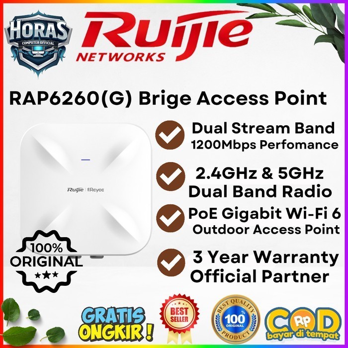 Jual Ruijie RG-RAP6260(G) AX1800 Outdoor Gigabit PoE Wi-Fi 6 Access ...