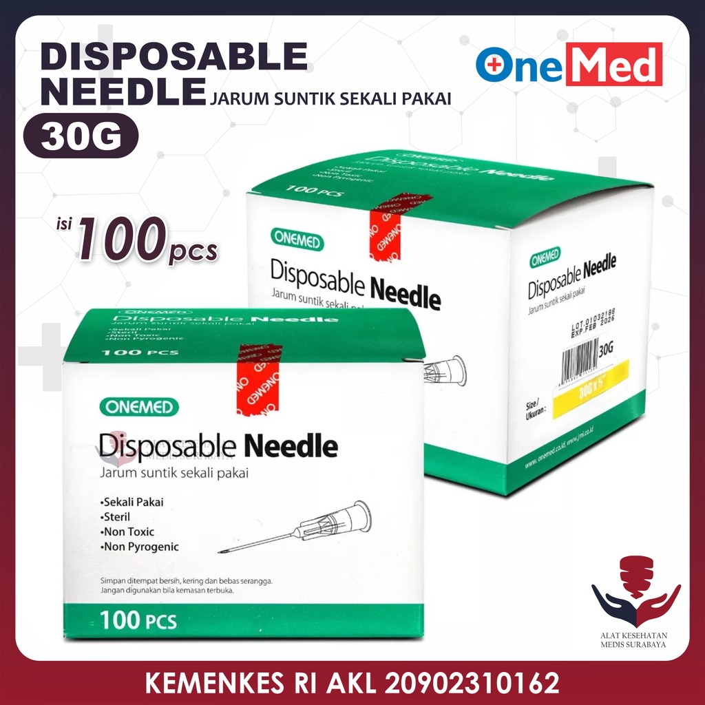 Jual Onemed Disposable Needle 30G Jarum Suntik Medis 30 G x 0.5 ...