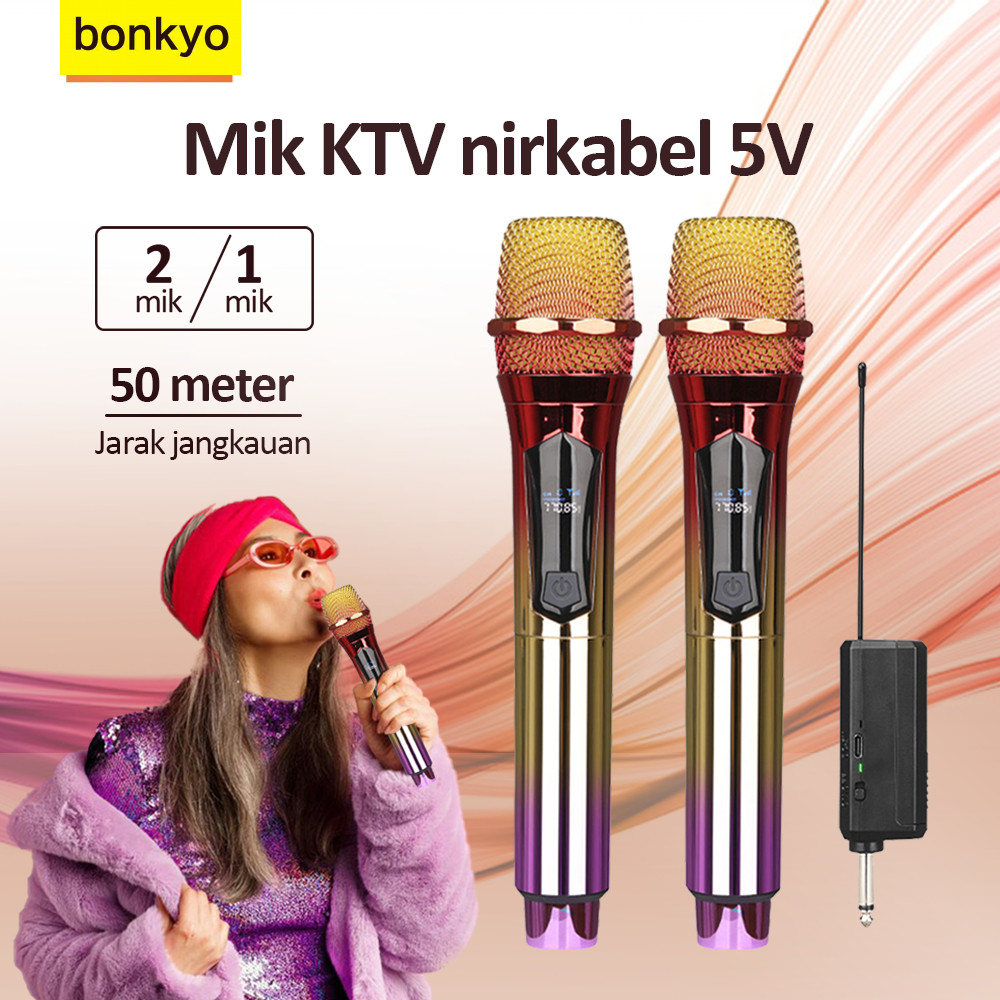 Jual Bonkyo Mic Wireless/Microphone/Mic double (Batrei dapat di Charger ...