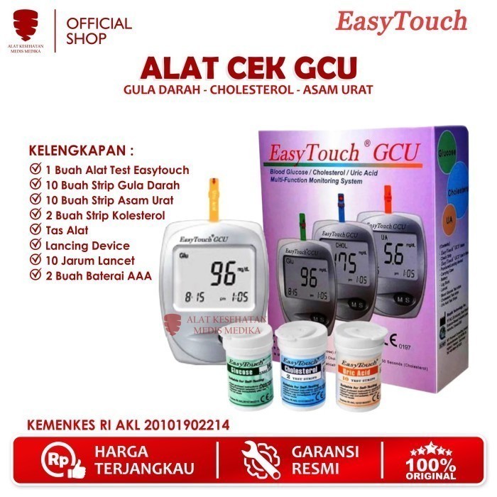 Jual Easy Touch Alat GCU 3in1 Test Gula Darah Asam Urat Kolestrol ...