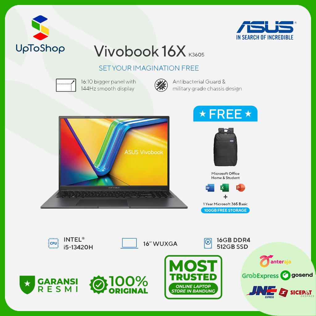 Jual Asus Vivobook 16X K3605VC-I535B6T-HM Core i5-13420H 16GB 512GB 16" W11+OHS24 RTX3050 ...