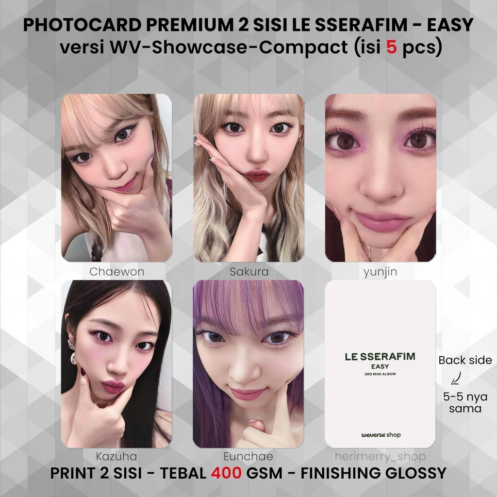 Jual (ISI 5 PCS) Photocard EASY - PC Premium 2 Sisi Kartu Kpop Merch Unofficial | Shopee Indonesia