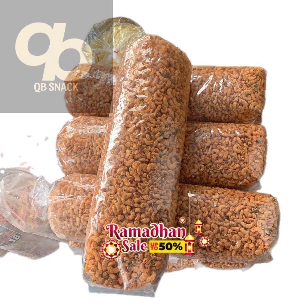 Jual QB - MAKARONI 1 kg PEDAS DAUN JERUK RENYAH Snacks makaroni Camilan ...