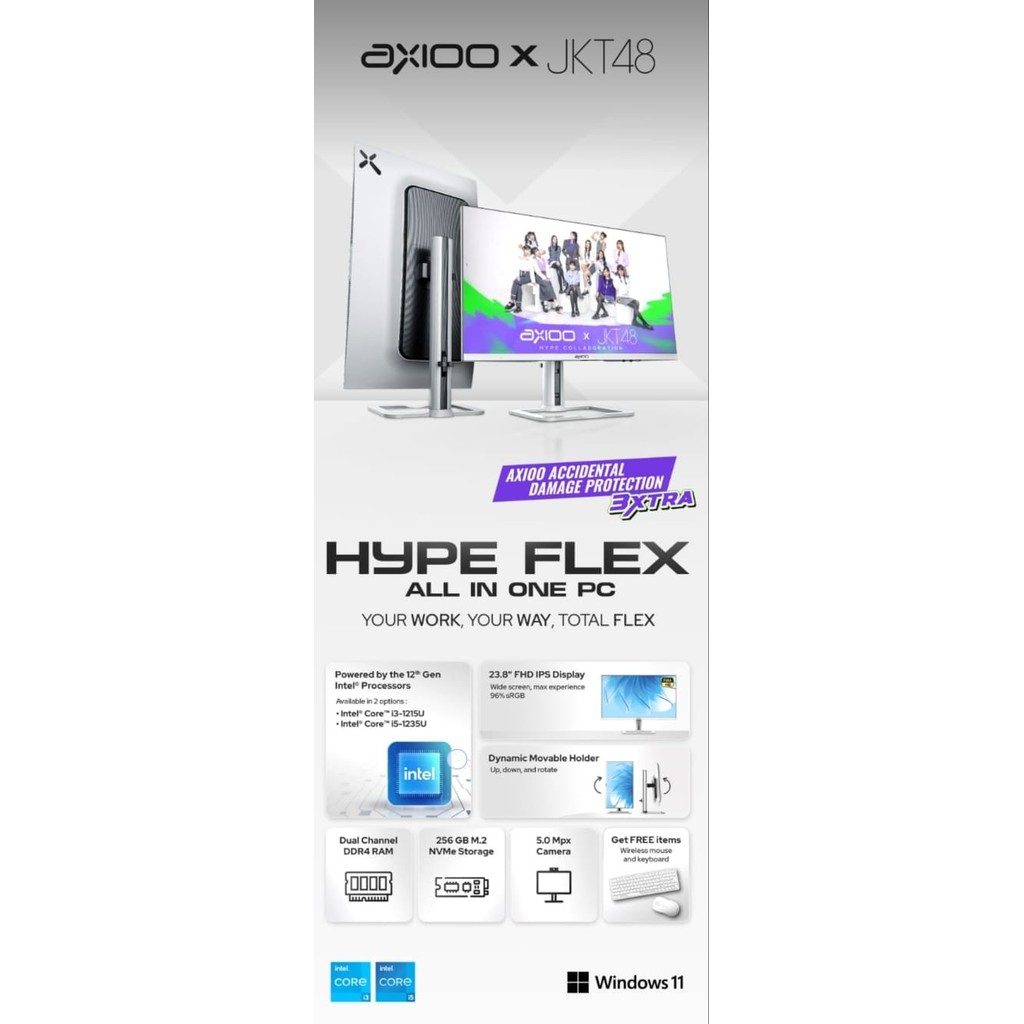 Jual AXIOO AIO PC ALL IN ONE HYPE FLEX 3+ | Core i3 1215U 8GB 256GB SSD 23.8 | Shopee Indonesia