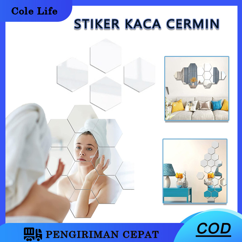 Jual Sticker Acrylic Cermin Kaca /Sticker Kaca Hexagonal Mirror Wall ...