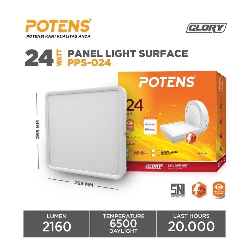 Jual Panel OB Panel Lampu LED / lampu baret plafon Potens 6/12/18/24W ...