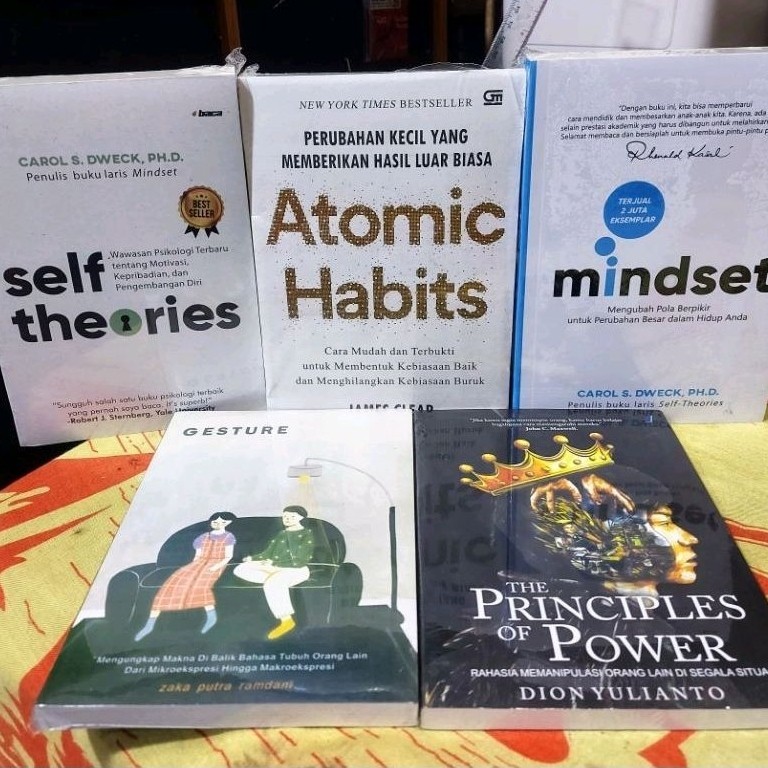 Jual paket 5 buku motivasi atomic habits self theories mindsed gesture the principles of power ...