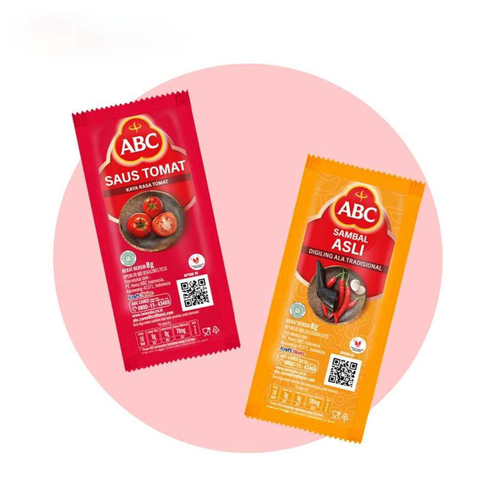 Jual ABC Saos Sambal Asli & Saos Tomat Sachet (1 pack isi 22 pcs ...