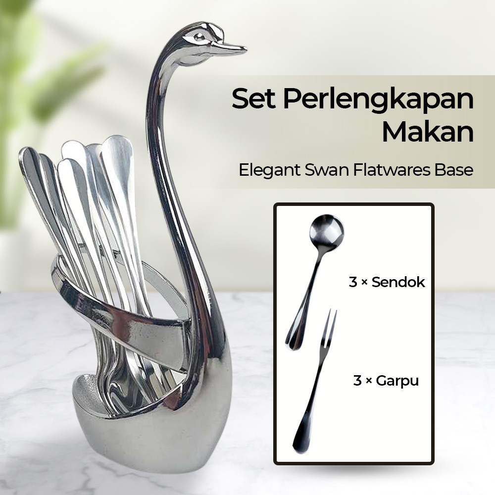 Jual EWIN Set Alat Makan Sendok Garpu dengan Tempat Penyimpanan Angsa ...