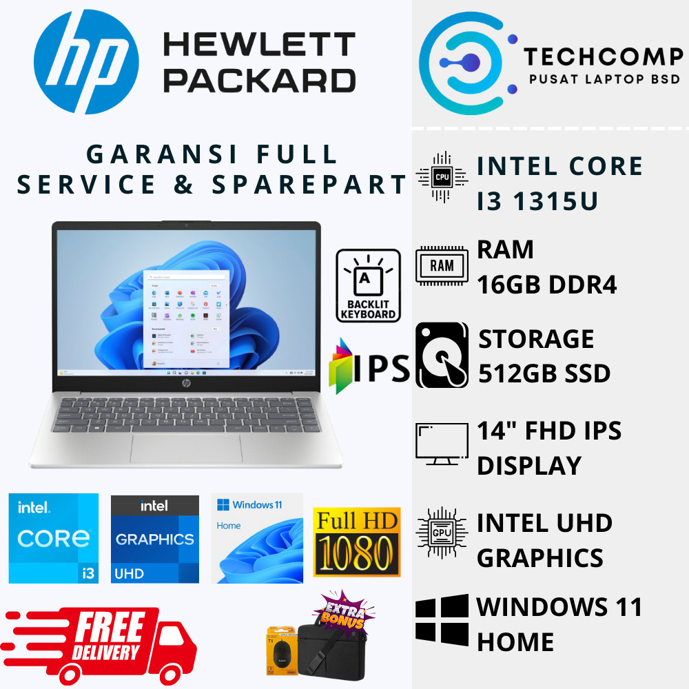 Jual LAPTOP HP 14 INTEL CORE I3 1315U GEN13 RAM 16GB 512GB SSD FHD IPS ...