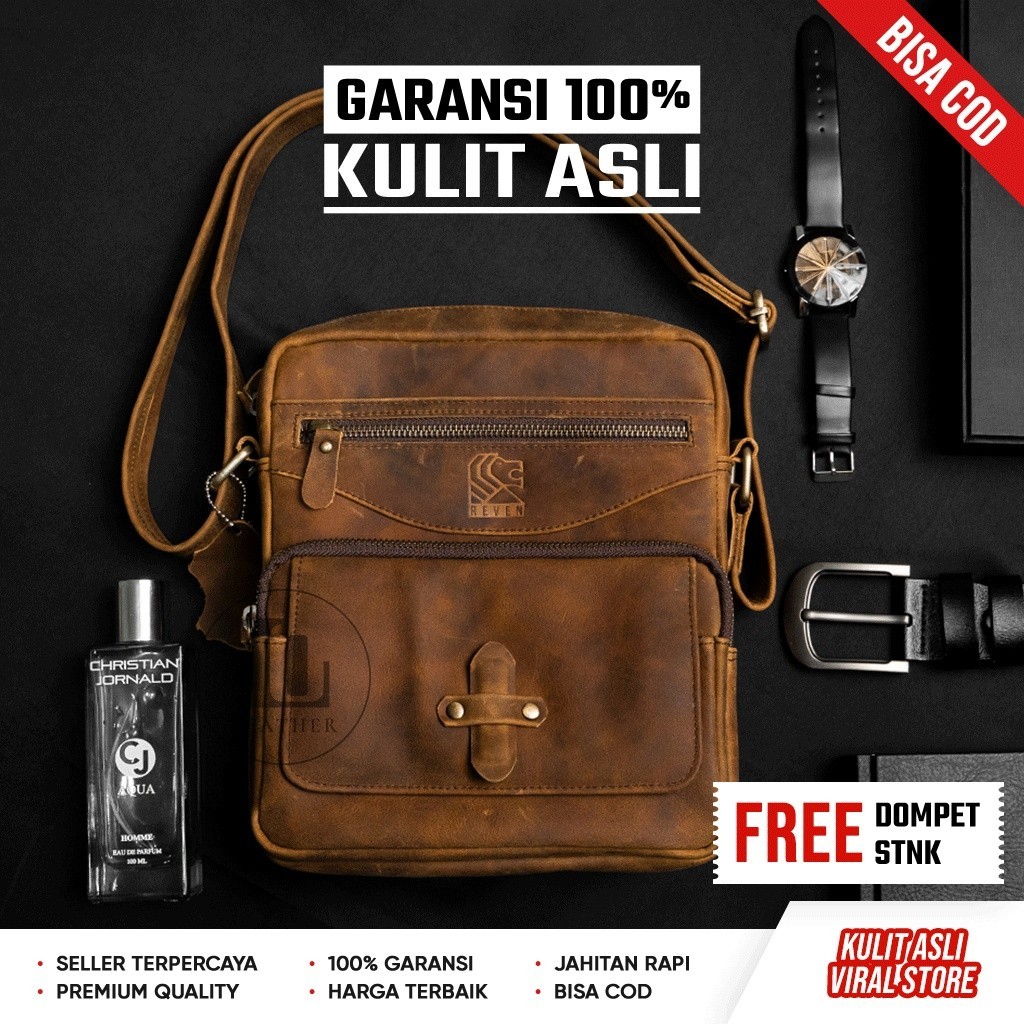 Jual Tas Selempang Pria Kulit Asli 100% Original Bermerek Terbaru Model ...