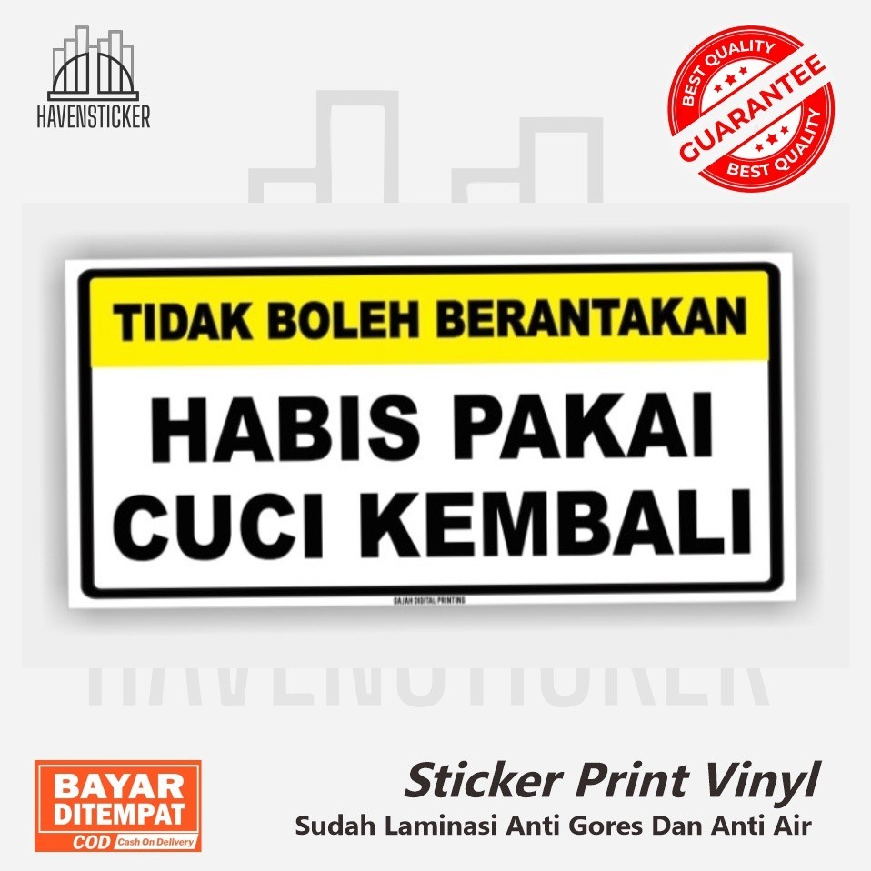 Jual STIKER HABIS PAKAI CUCI KEMBALI STICKER VINYL LAMINASI GLOSSY ...