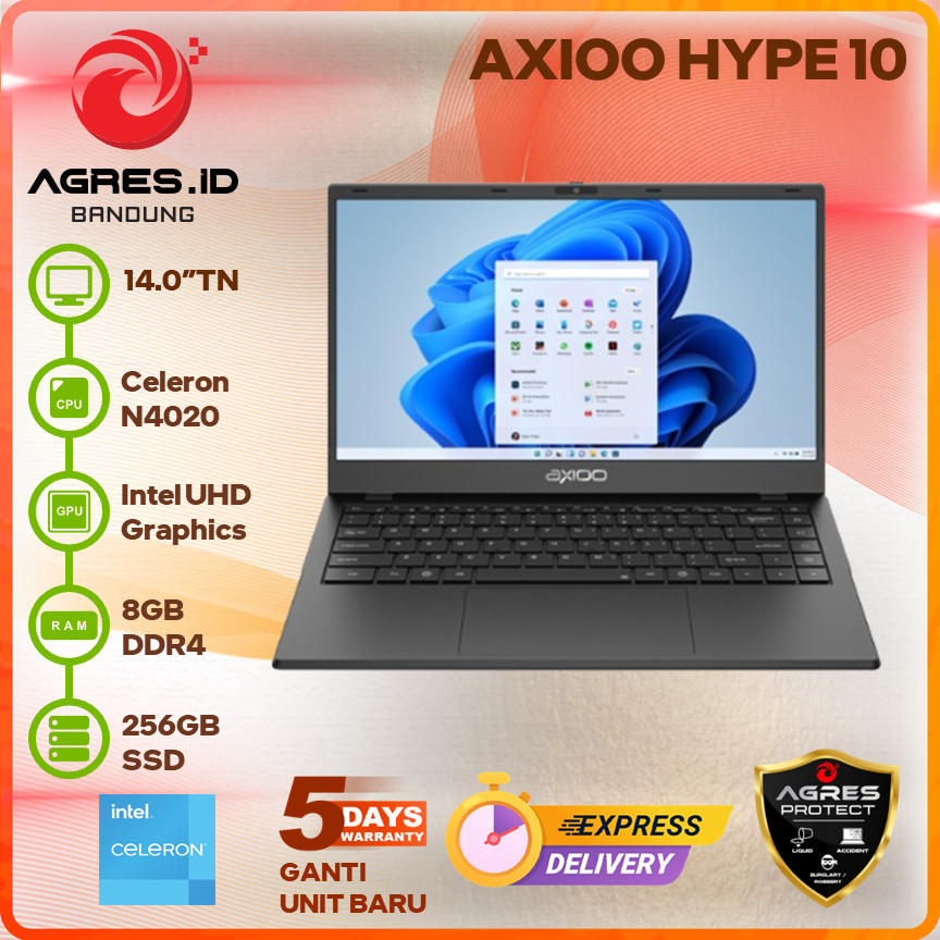 Jual AXIOO HYPE 10 N4020 8GB 256GB W10 14" TN - BLACK | Shopee Indonesia