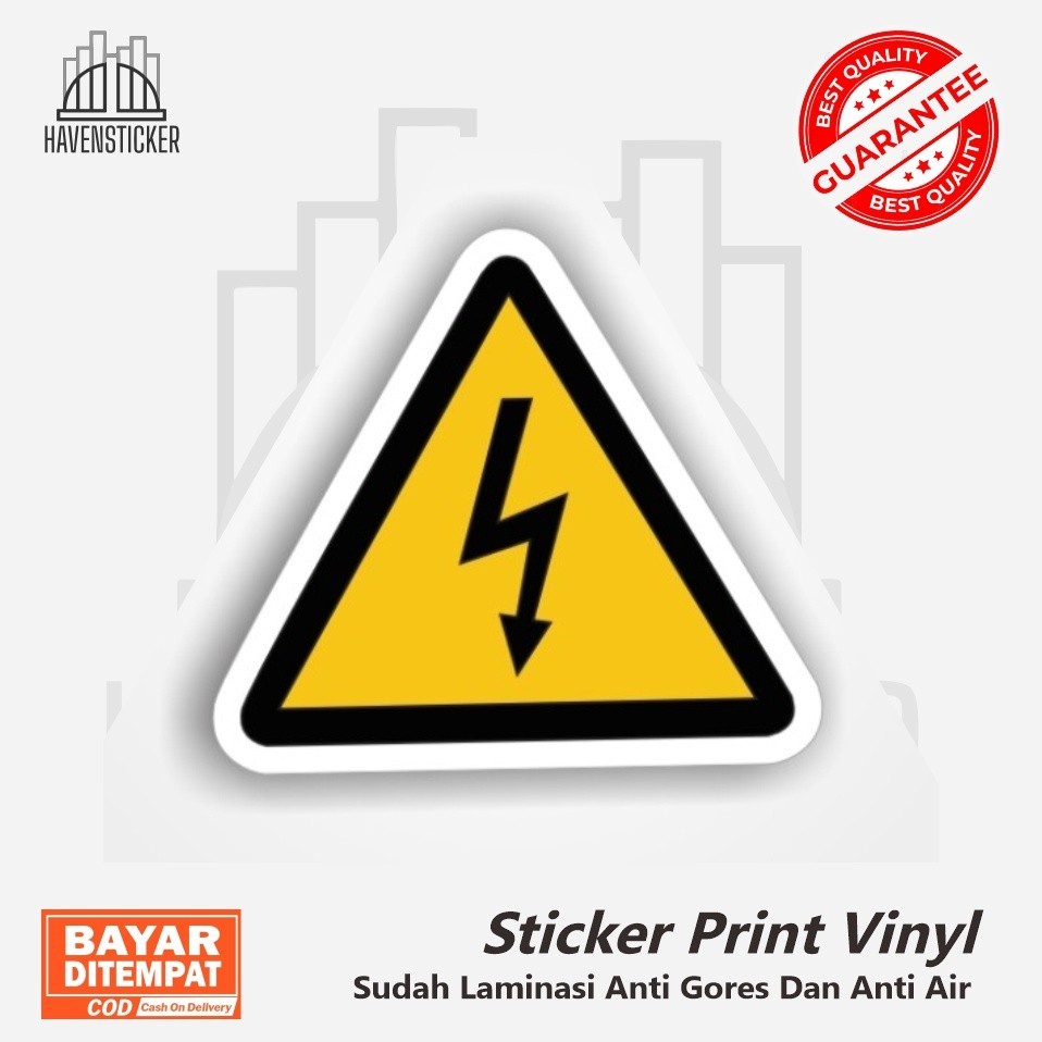 Jual Stiker vinyl print label Segitiga Panel Listrik laminasi glossy ...