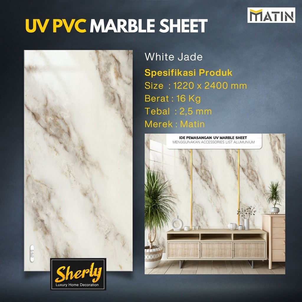Jual Matin UV PVC Wall Warna White Jade Sebagai Dekorasi Dinding ...