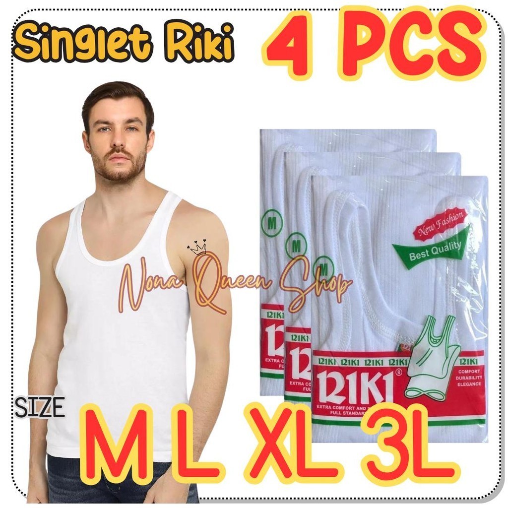 Jual 4 pcs kaos dalam / singlet pria / laki-laki cowok Riki PUTIH Size ...