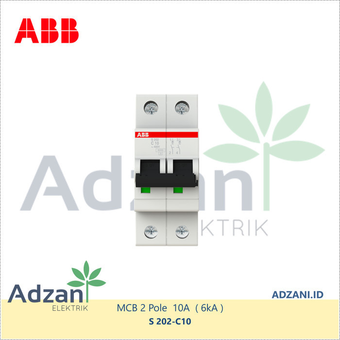 Jual ABB MCB 2P 10A 6kA S202-C10 2CDS252001R0104 | Shopee Indonesia