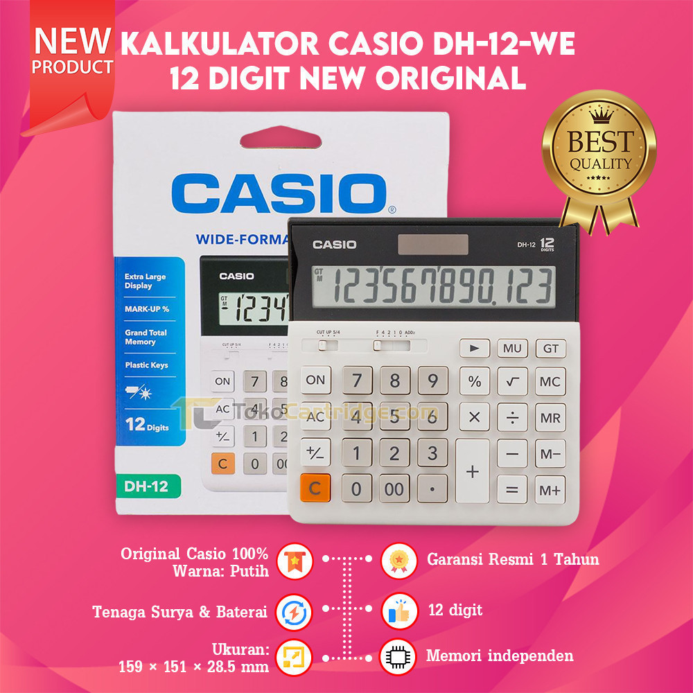 Jual Calculator Casio DH-12 BK White 12 Digits Kalkulator Dekstop ...