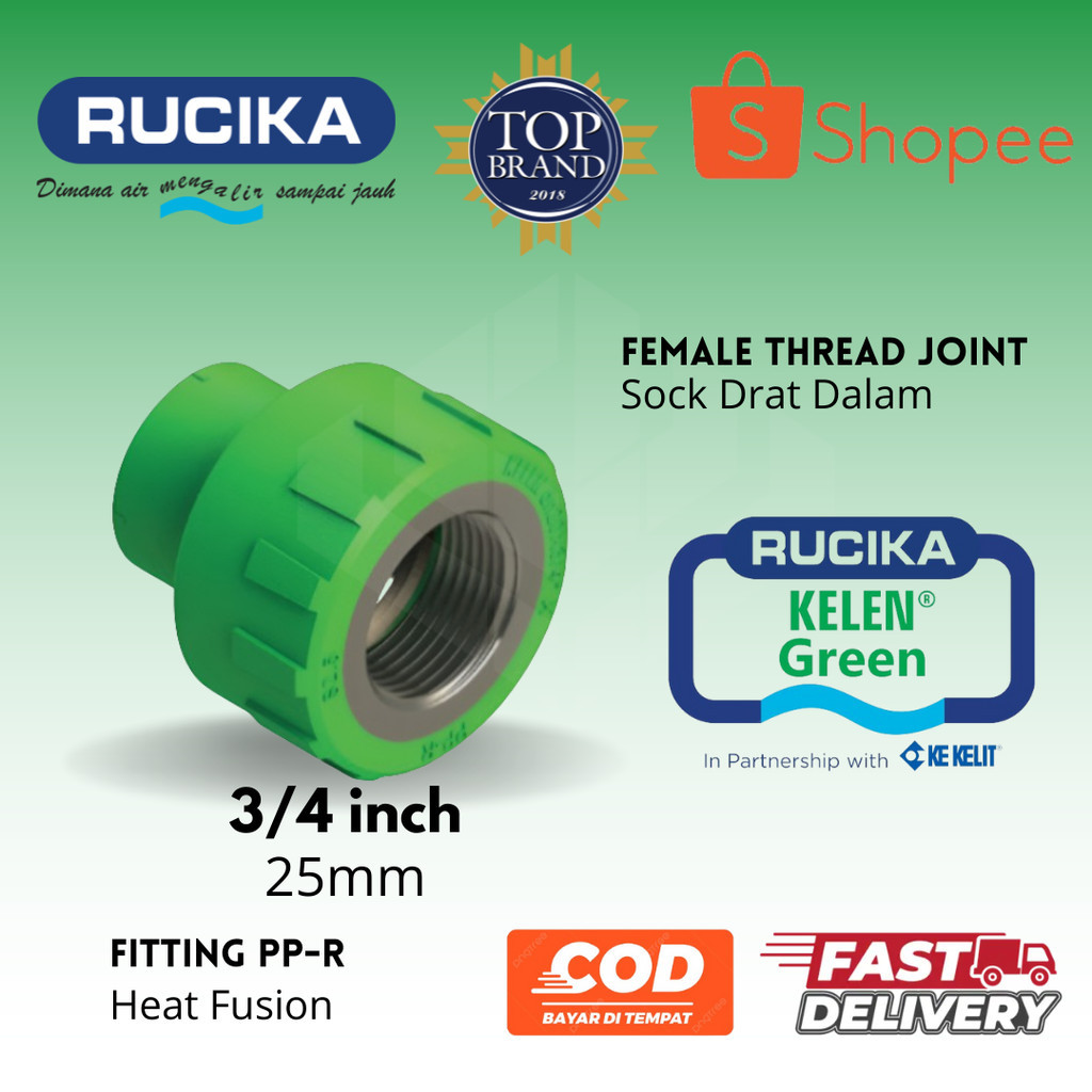 Jual Female Thread Joint 25mm ~ 3/4 inch / Sock Drat Dalam / FTA / SDD ...