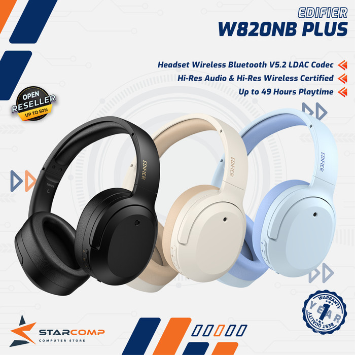 Jual EDIFIER W820NB PLUS Headset Wireless Bluetooth 5.2 ANC Hi-Res ...
