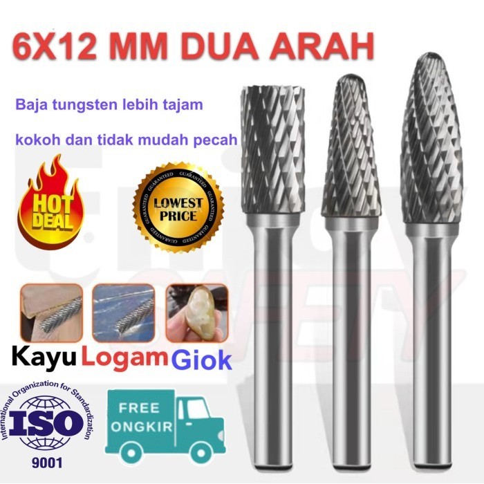 Jual Mata bor / Mata tuner /Mata cuner / Rotary burr dua arah 6X12 mm ...