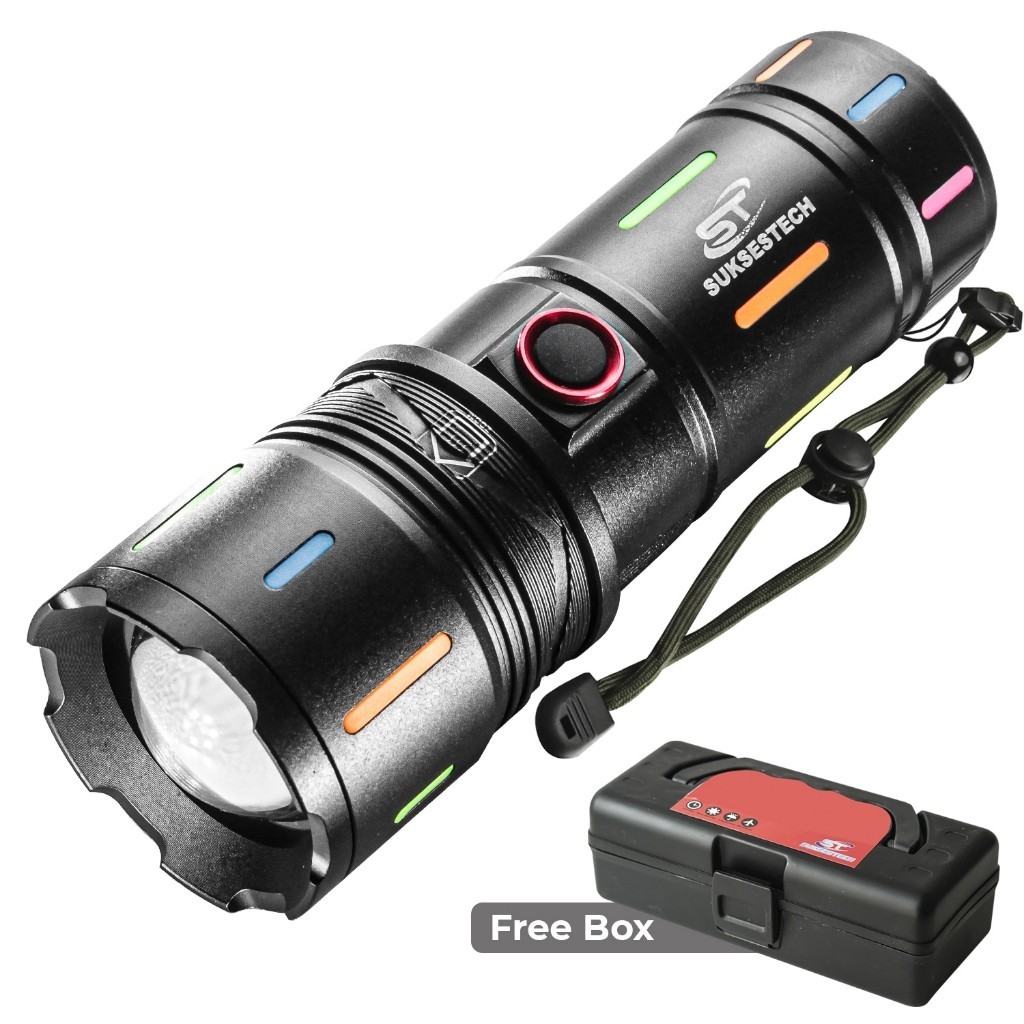 Jual Senter Zoom In Out Aluminium Free USB Type C Flashlight 5 Mode ...