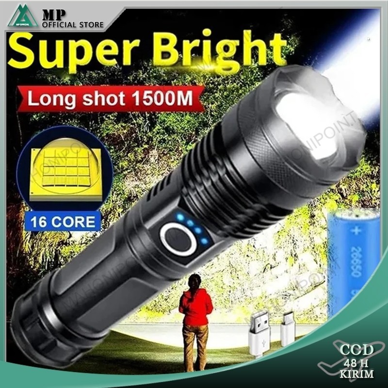 Jual Senter LED Super Terang lumens Flashlight USB C Rechargeable LED COB Senter Swat Taktis ...