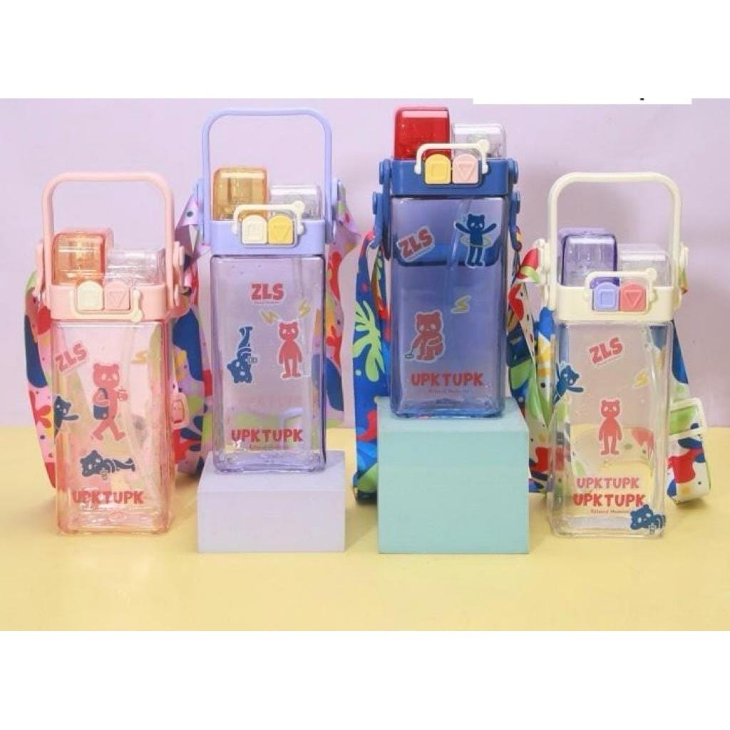 Jual (GS) BOTOL KARAKTER ZLS 2 SISI BOTOL MINUM ANAK 600 ML BOTOL KOTAK ...