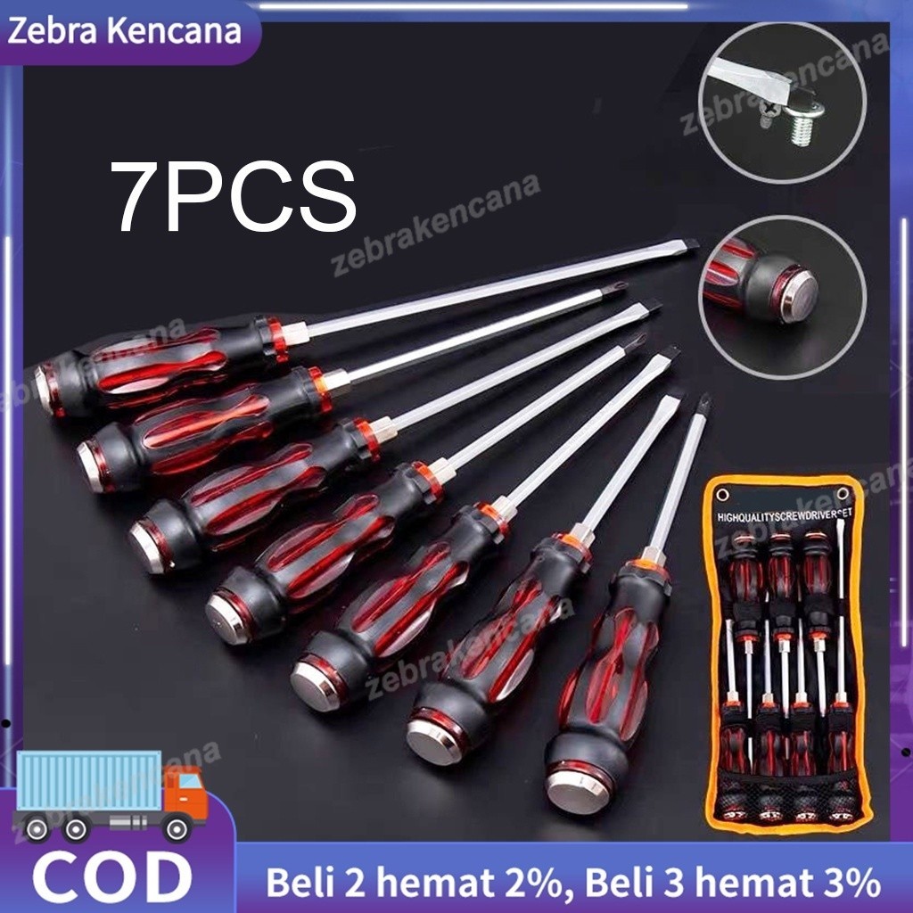 Jual Obeng Set 7Pcs/Obeng Tembus/Obeng Magnet Min Dan Plus/Tip Magnetik ...
