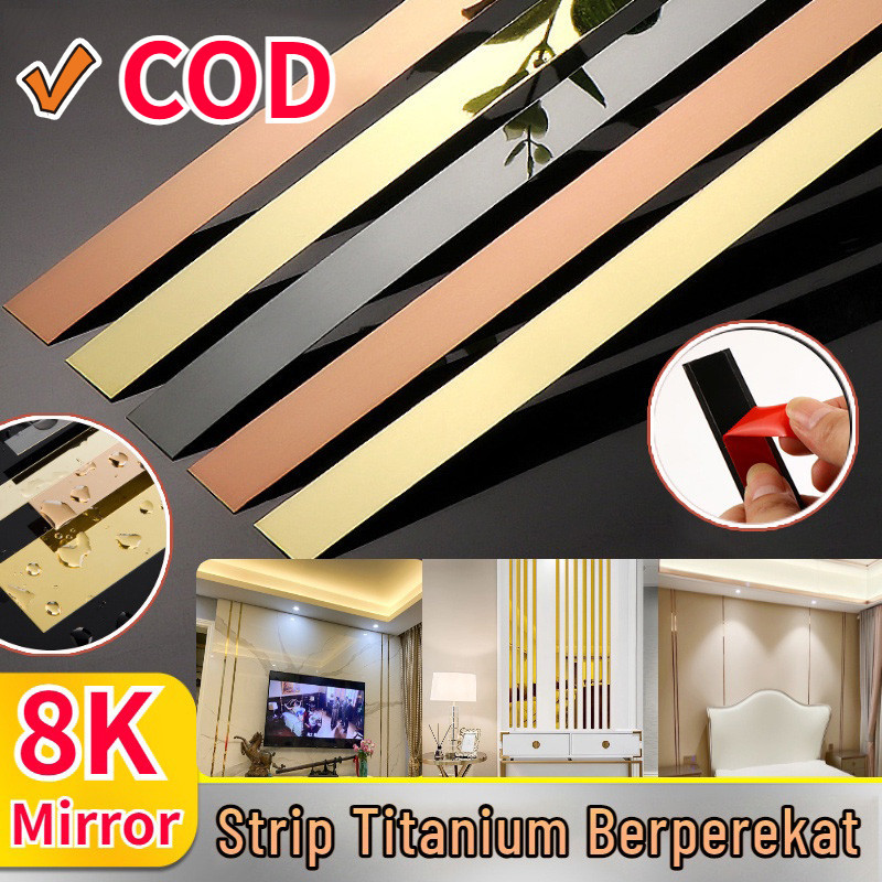 Jual 【Pengiriman 24 Jam】3M/5M List Plat Strip Mirror Gold / Stainless ...