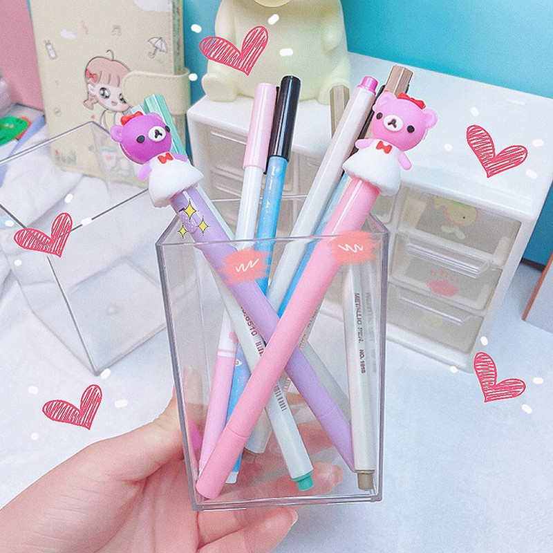 Jual Clear Plastic Pen Pencil Holder, Clear Makeup Brush Holder Cup ...