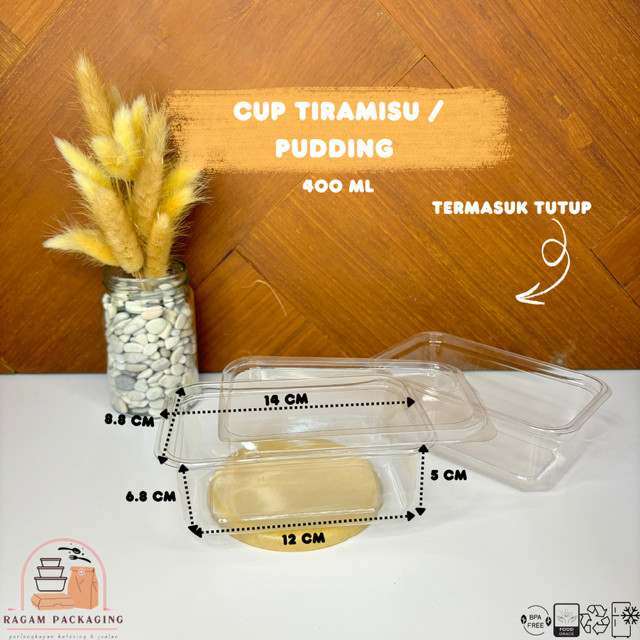 Jual Box Dessert Persegi Panjang Cup Tiramisu Salad Pudding Ice cream ...