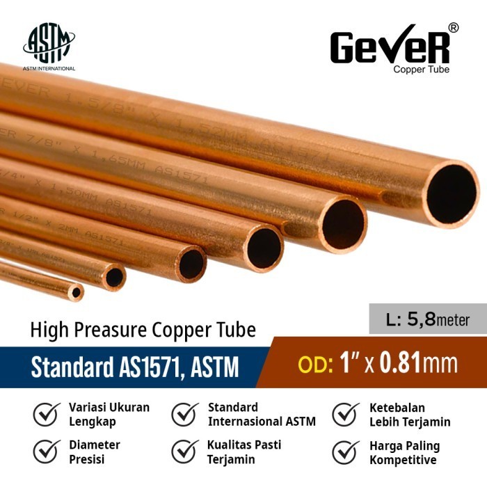 Jual PIPA TEMBAGA BATANG 1 INCH pjg 5.8 meter ASTM B280 B819 COPPER ...