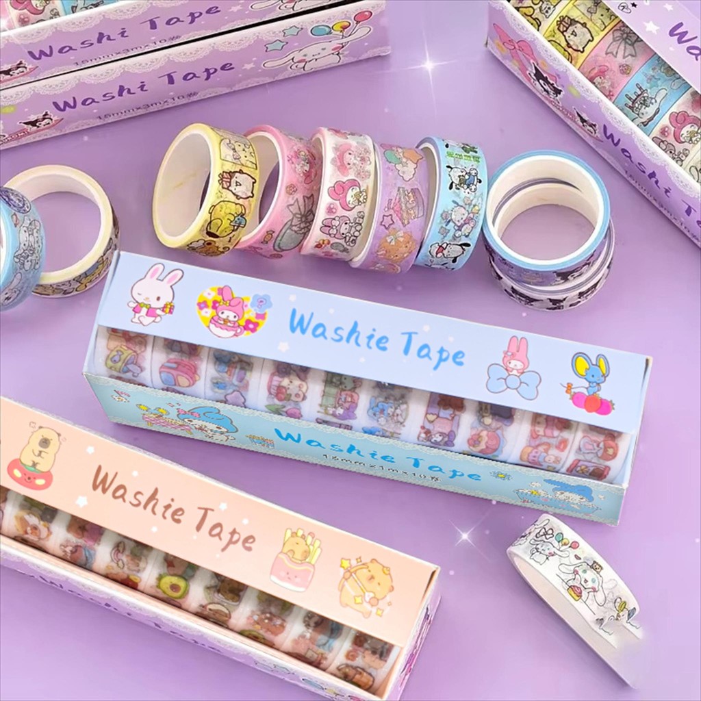 Jual NA Washie Tape Selotip Glitter Karakter Roll 10 pcs / Washietape 1 ...